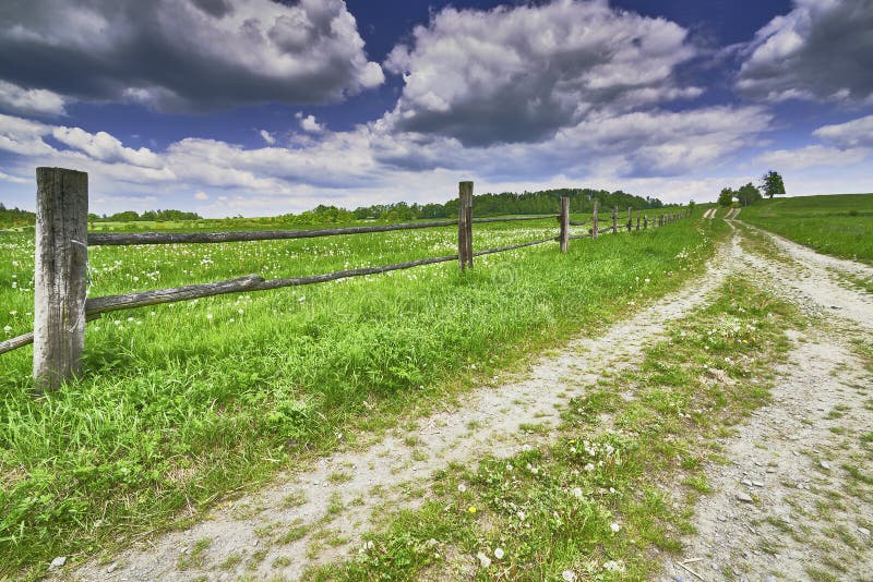 Path with fence stock image. Image of outdoor, clouds - 72065009