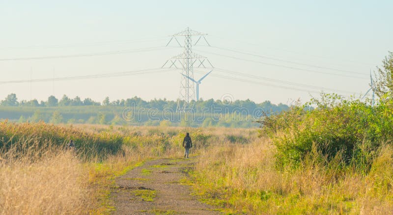 Path through a Field at Sunrise Stock Photo - Image of woman ...