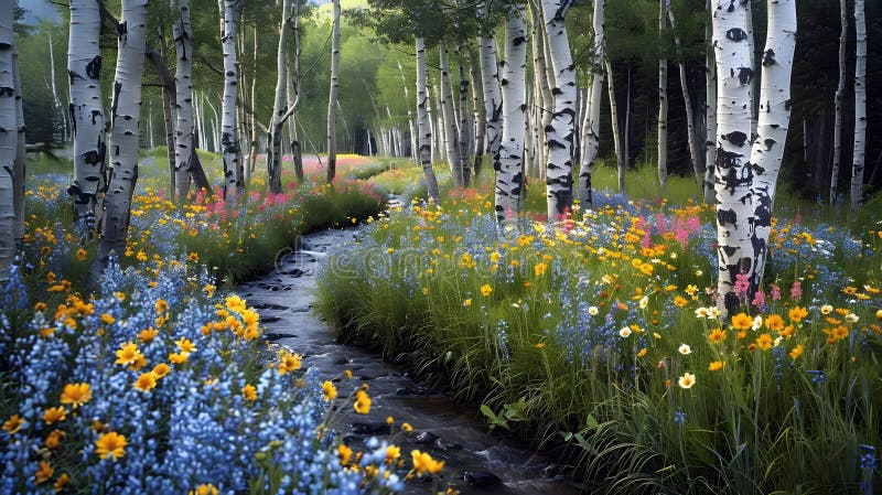 A Path through a Field of White Flowers Stock Illustration ...