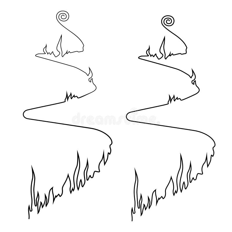 Path of Fire. Simple Line Drawing Stock Vector - Illustration of ...