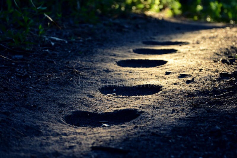 Path with Footprints in the Dirt Stock Illustration - Illustration of ...