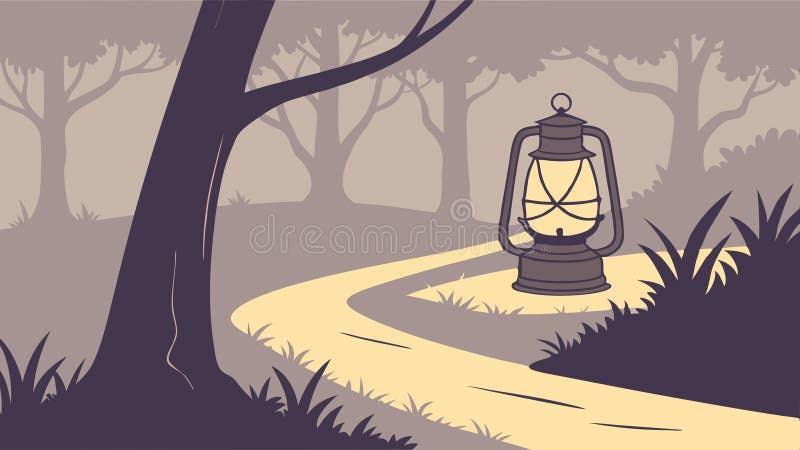Path in Forest Night, Nature and Mystery for Dark Woods Design Vector ...