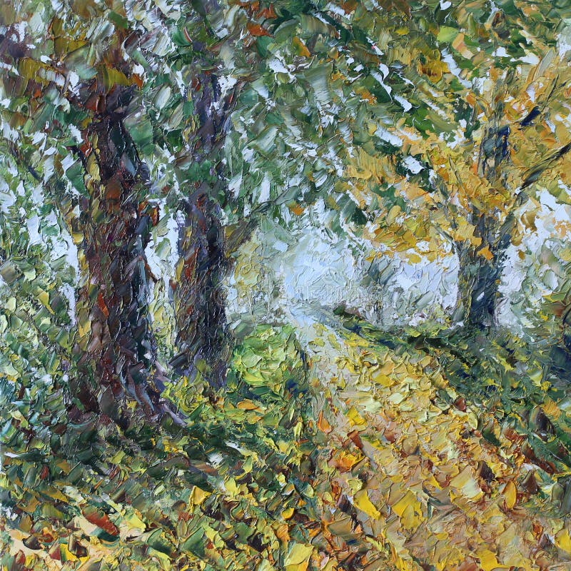 Path through the Forest, Oil Painting Stock Illustration - Illustration ...