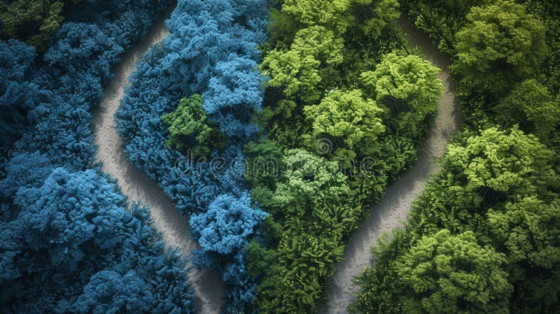 A Path through a Forest with Trees and Bushes in Different Colors, AI ...