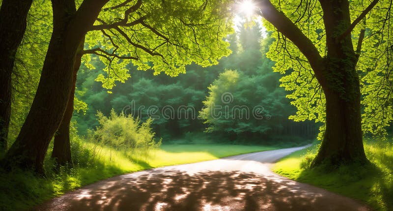 A Path through a Forest with Trees on Either Side. Stock Photo - Image ...