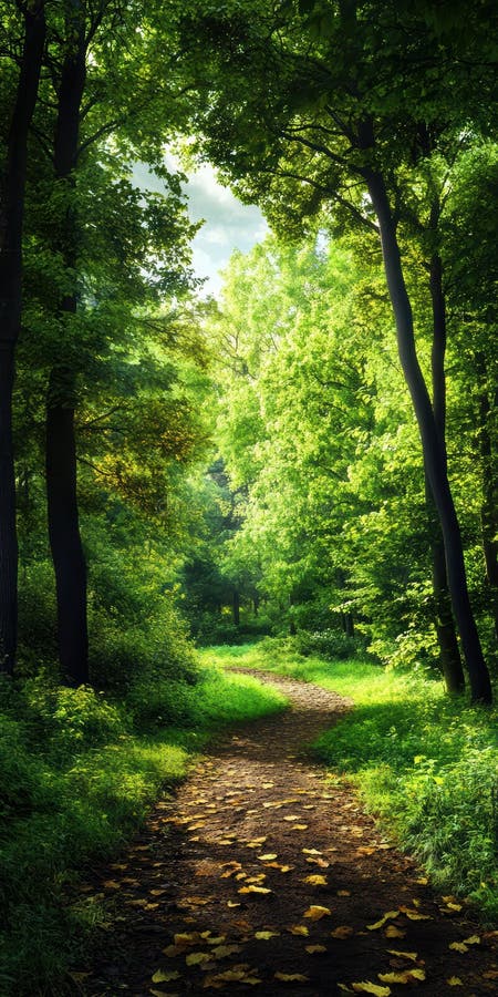 A Path through a Forest with Trees on Either Side Stock Illustration ...