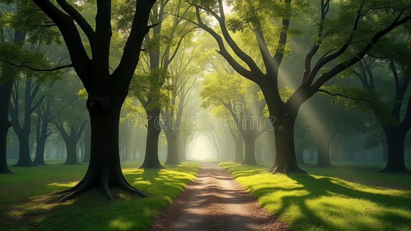 A Path through a Forest with Trees on Either Side Stock Illustration ...