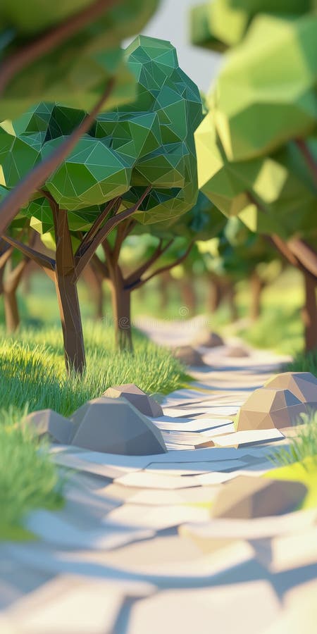 A Path through a Forest with Trees and Rocks Stock Illustration ...