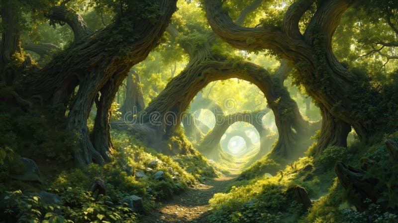 A Path through a Forest with a Tunnel in the Middle of it Stock Photo ...