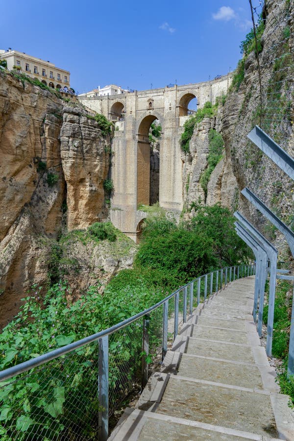 Path Going Down To the Base of the New Bridge of Ronda Over the Cliffs ...
