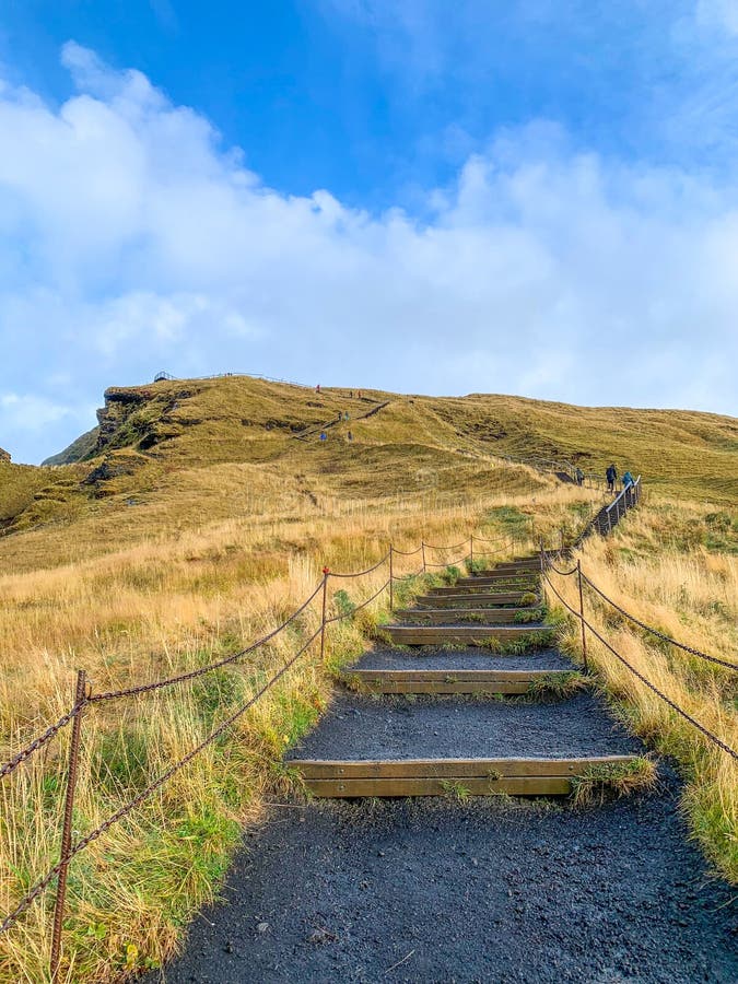 Path Going through a Field Up a Mountain Stock Photo - Image of field ...