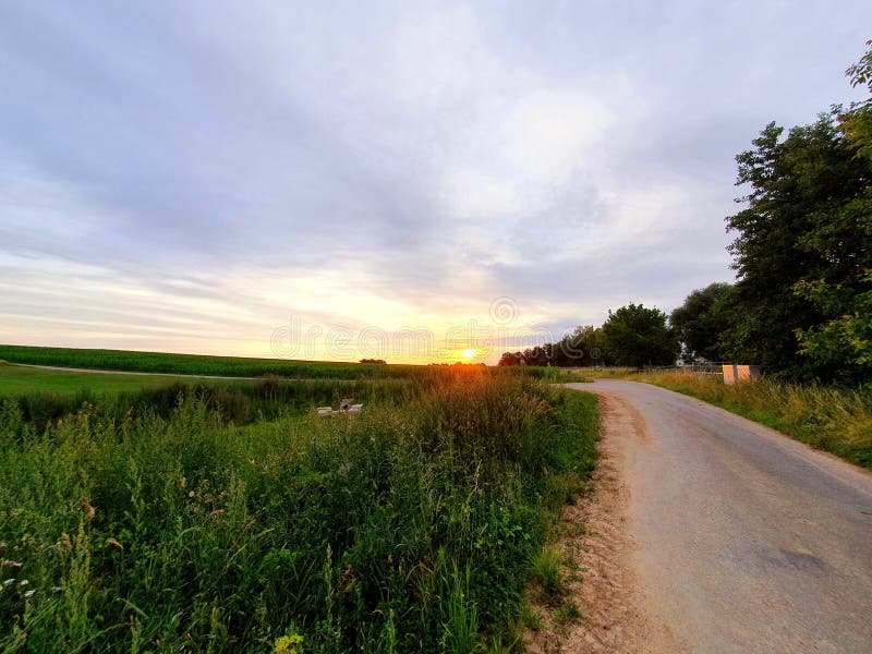 A Path in a Grass Field Leading To the Sunrise Stock Image - Image of ...
