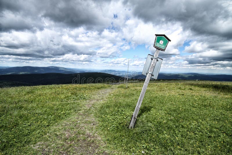 Path on the Grass with the Oblique Sign Proibiting the Steps Stock ...