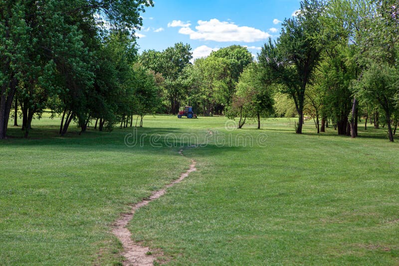 Path through the Grassy Plain Stock Image - Image of jogging ...