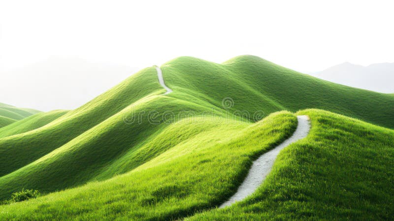 Path through Green Hills Isolated on White Created with Generative AI ...