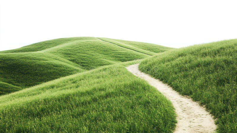 Path through Green Hills Isolated on White Created with Generative AI ...