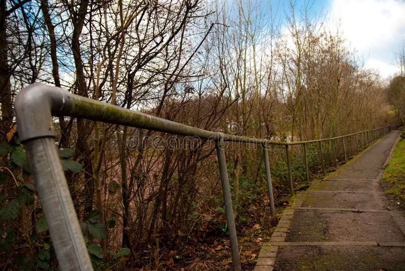Path with Handrail Nicely Curved Stock Photo - Image of winter, park ...
