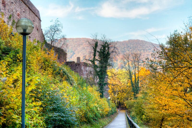 Path beside Heidelberg Castle Stock Image - Image of lamp, path: 18081093