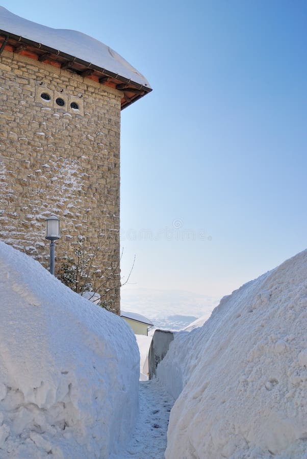 Path in the high snow stock photo. Image of amazing, nature - 35114486