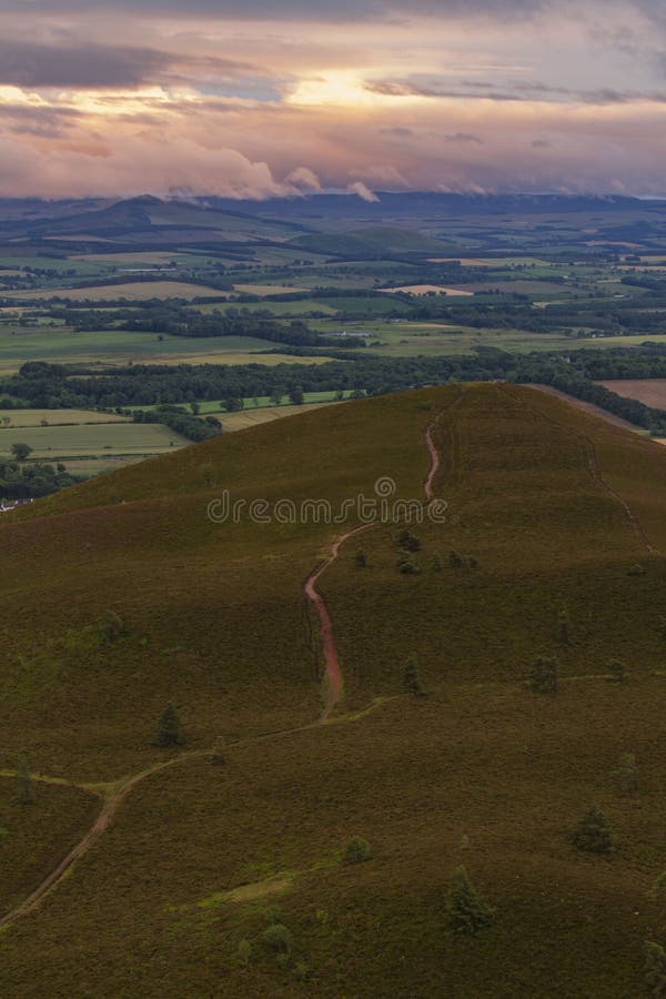 Path on Hill in Scottish Borders Stock Image - Image of borders, clouds ...