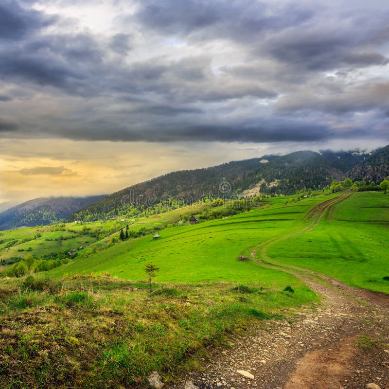 Path on Hillside Meadow in Mountain Stock Photo - Image of travel, path ...