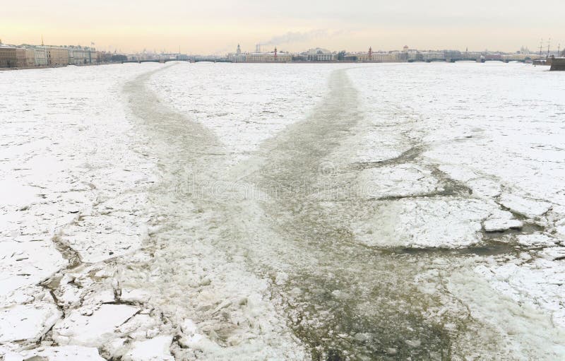 Path on the Ice from the Ship. Editorial Stock Image - Image of crack ...