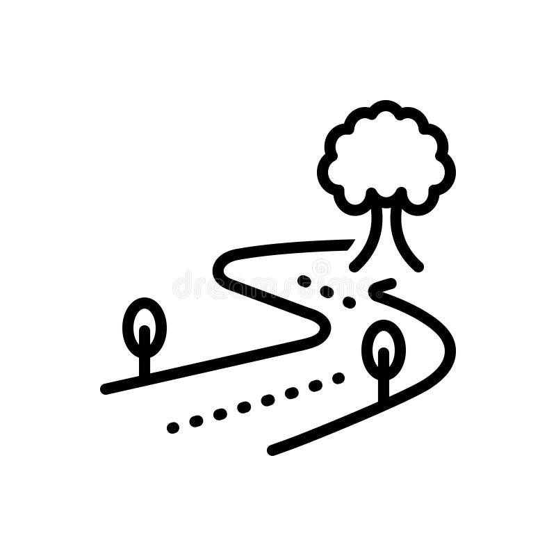 Black Line Icon for Path, Way and Road Stock Vector - Illustration of ...