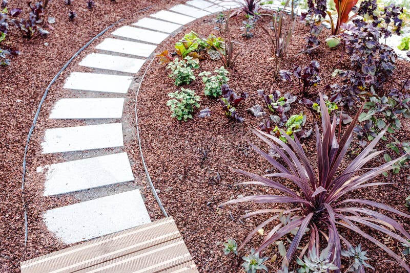 Path Idea with Slabs for a Garden Stock Image - Image of wood ...