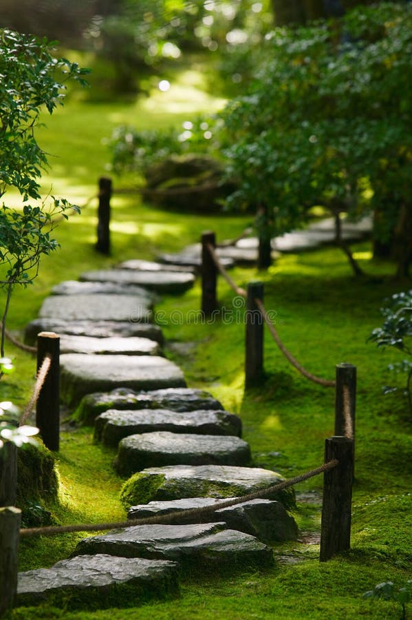 Portrait of Path in Japanese Garden Stock Image - Image of beautiful ...
