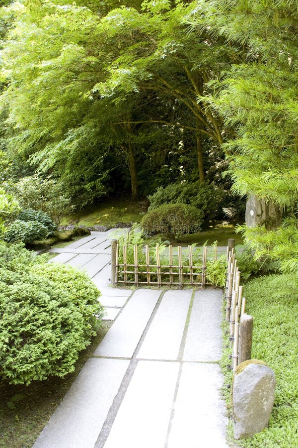 Natural Stone Steps in Japanese Garden Stock Image - Image of shrubs ...