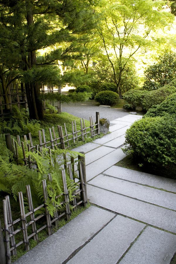 Natural Stone Steps in Japanese Garden Stock Image - Image of shrubs ...