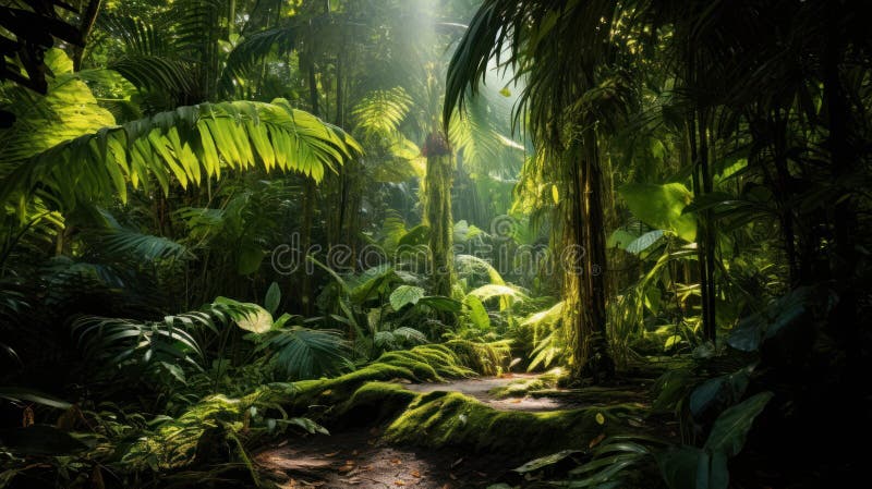 A path through a jungle stock illustration. Illustration of terrestrial ...