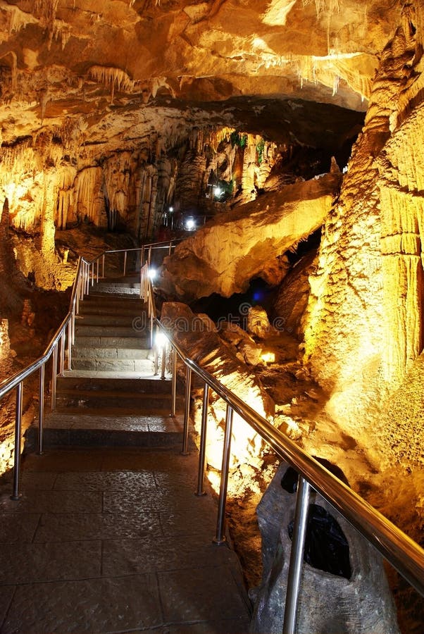 Path in karst cave stock image. Image of rail, chinese - 15498937