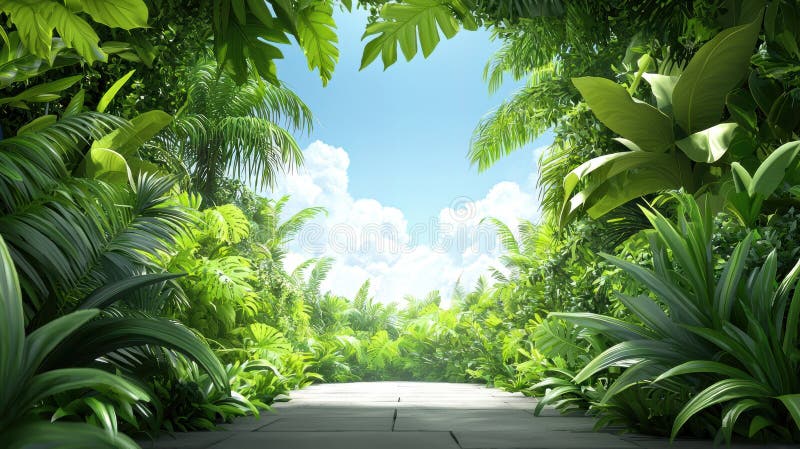 Jungle Pathway stock illustration. Illustration of plants - 335934086