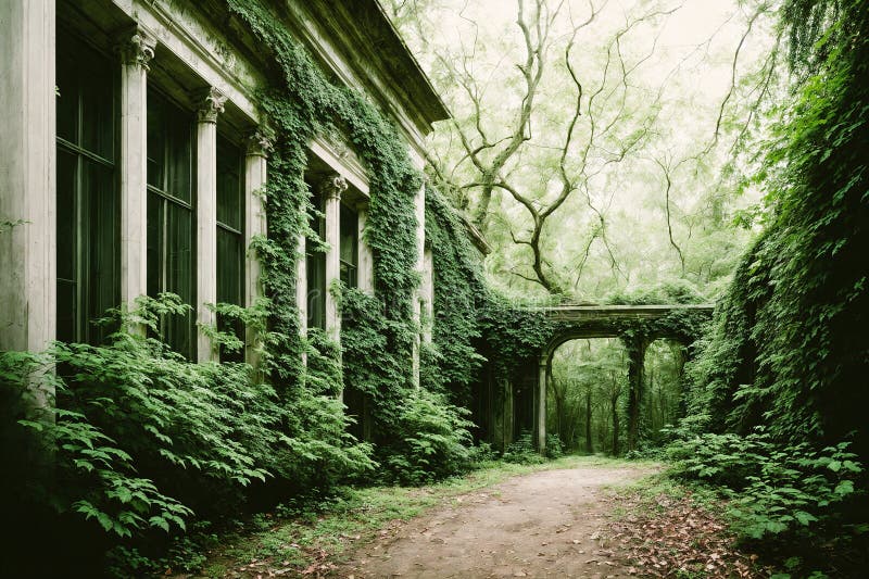 A Path Leading through a Dense, Overgrown Forest with Tall Trees on ...