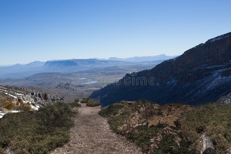 Path Leading Down into Valley Under Sky Stock Illustration ...