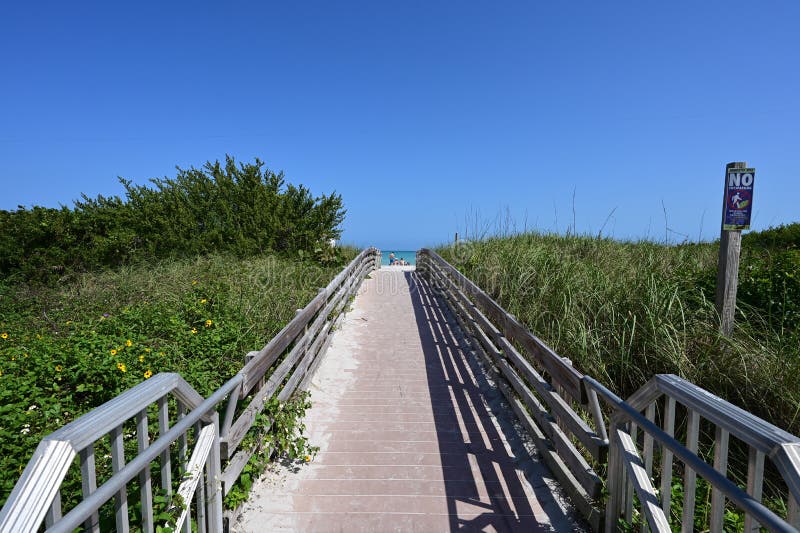 Path Leading To Beach in Miami Beach, Florida. Stock Photo - Image of ...