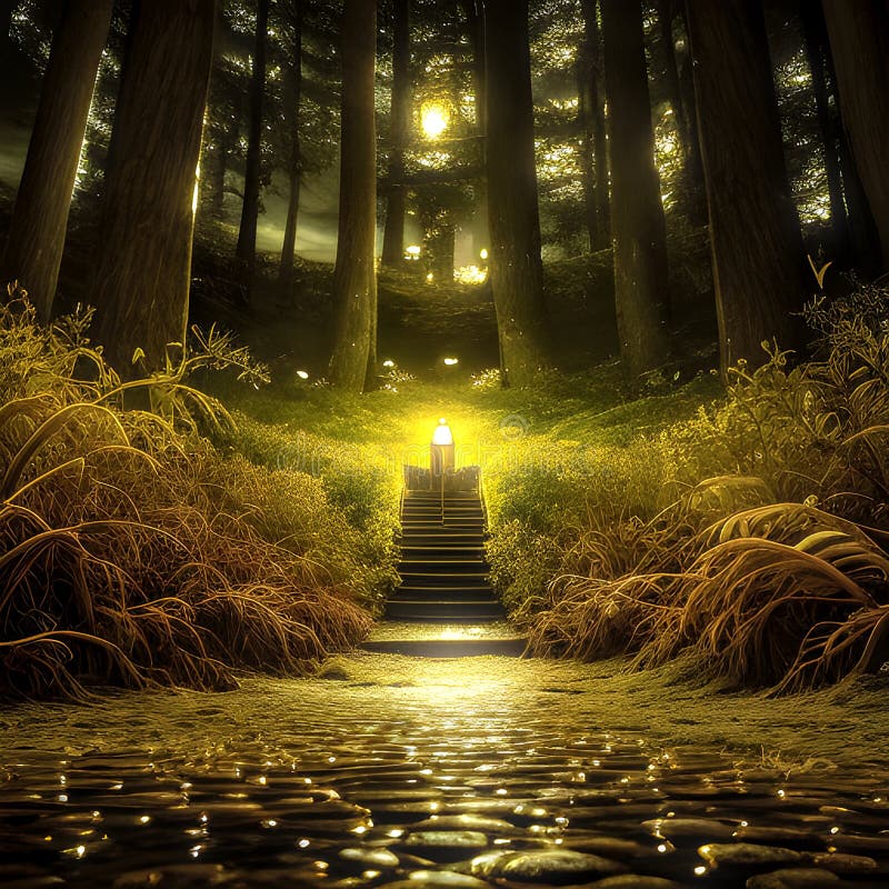 Altar in the Forest. Generated by AI Stock Illustration - Illustration ...