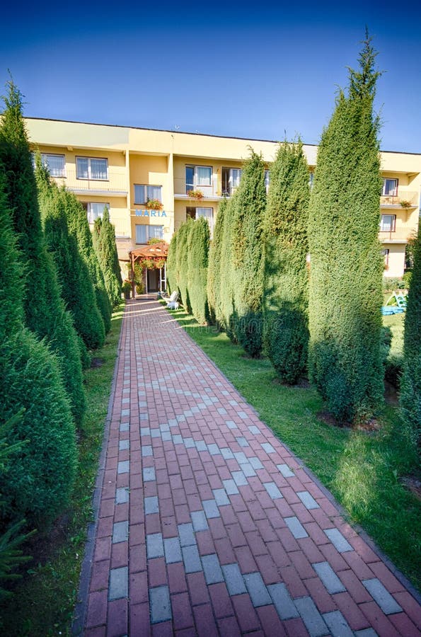 Path leading to hotel stock image. Image of recedes, summer - 36634313