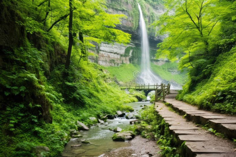 Path Leading Large Cascading Waterfall Stock Photos - Free & Royalty ...