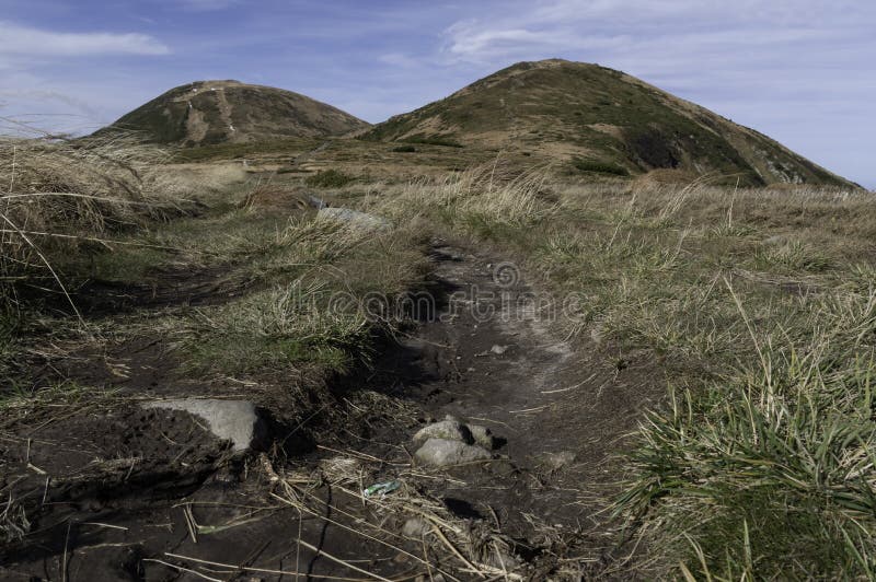 The Path Leading To the Tops of the Mountains. Two Identical Mountains ...