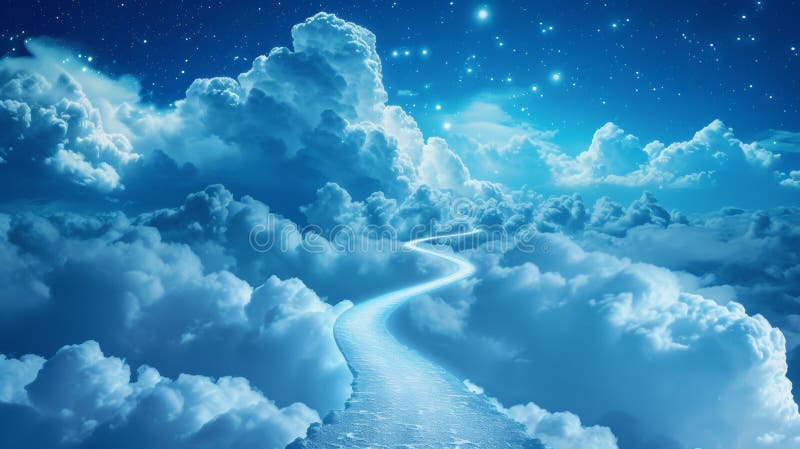 A Path Leading Up To the Clouds in a Blue Sky, AI Stock Image - Image ...