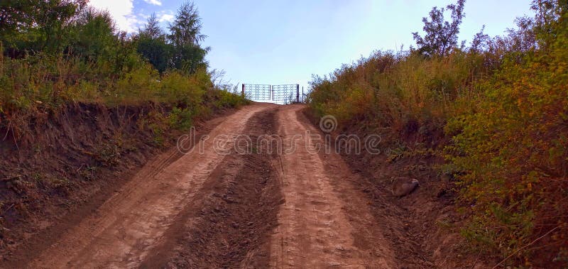 Path Leading Up To the Gate. Stock Image - Image of gate, hill: 248474193