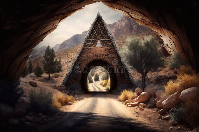 The Path Leads Around the Road Under a Triangular Arch, Created with ...