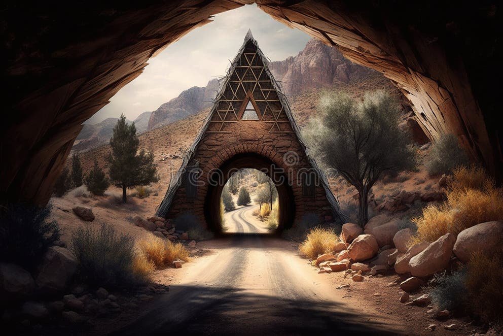 The Path Leads Around the Road Under a Triangular Arch, Created with ...