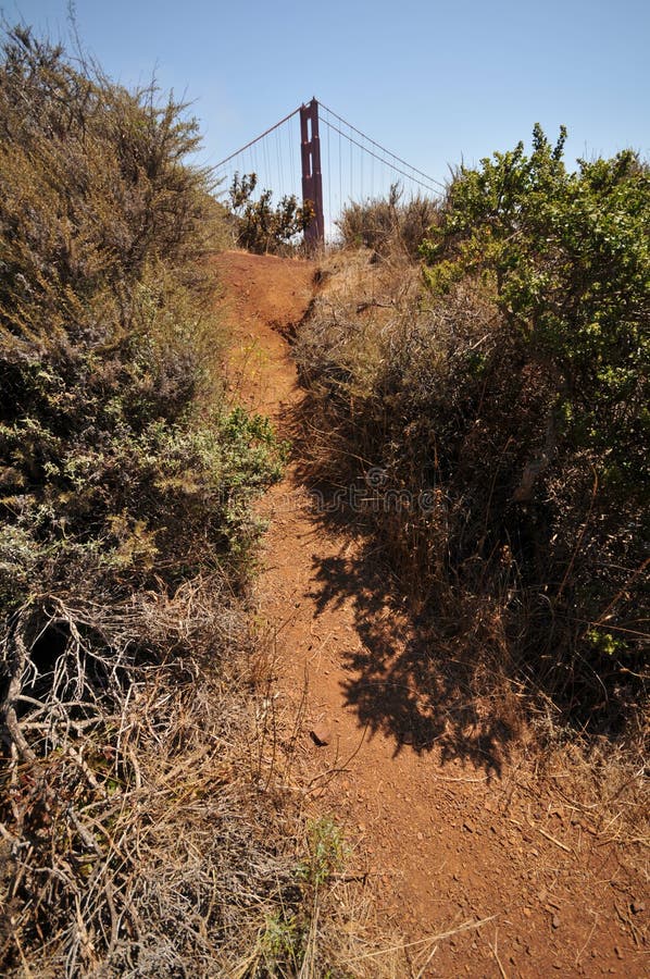 Path Leads Up To Golden Gate Bridge View Stock Photo - Image of golden ...