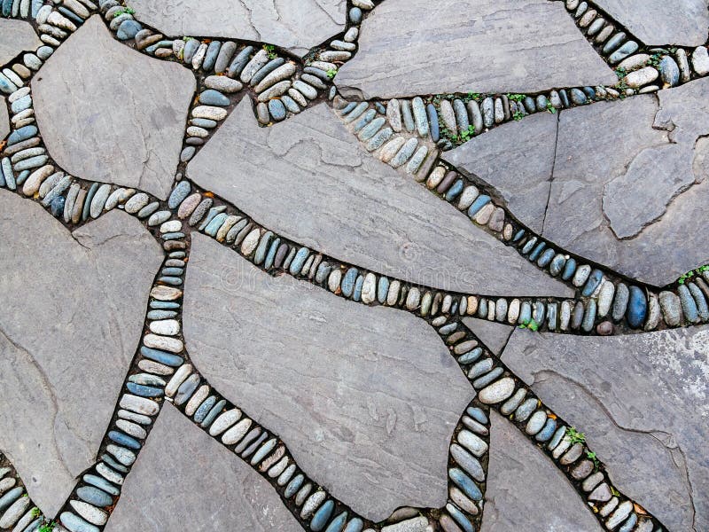 The Path is Lined with Large and Small Stones. Sidewalk Decorated with ...