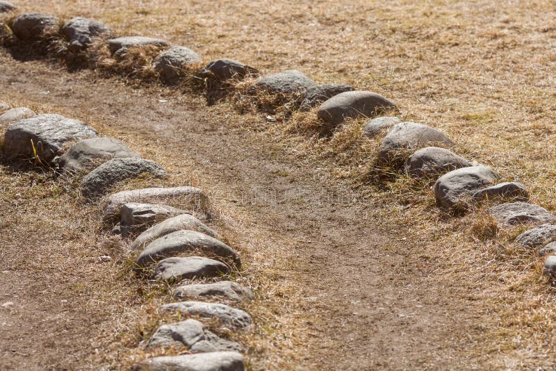 A Path Lined with Stones on the Sides Stock Photo - Image of footpath ...