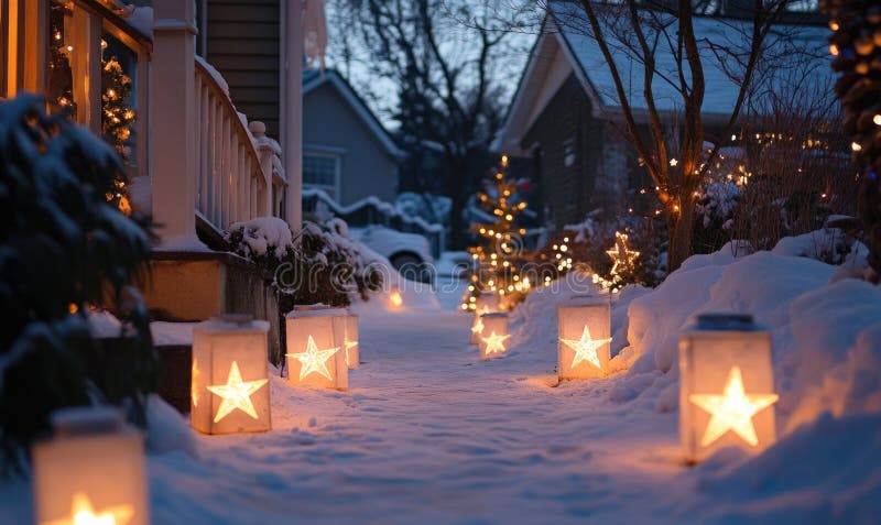 Path Lit Up Lanterns House Background Stock Photos - Free & Royalty ...