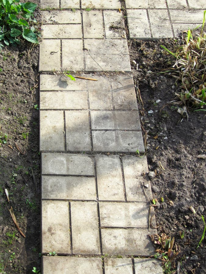 Path Made of Paving Slabs in the Backyard of the Cottage. Stock Image ...